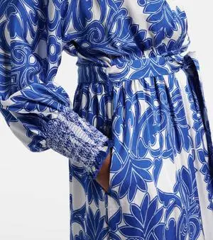 Poupette St Barth Printed Satin Maxi Dress
