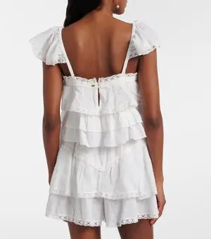 Poupette St Barth Anya Ruffled Cotton Top - White
