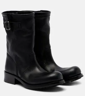Prada Mid-calf Leather Boots - Black