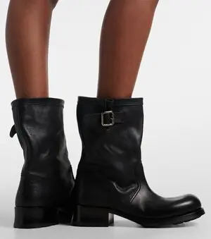 Prada Mid-calf Leather Boots - Black