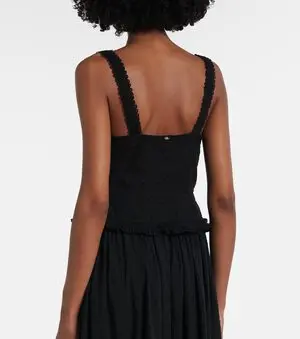 Poupette St Barth Berry Lace-trimmed Cotton Top