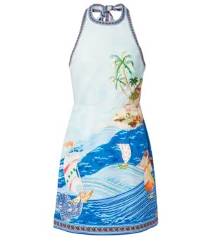ALEMAIS Island Printed Cotton Minidress - Blue