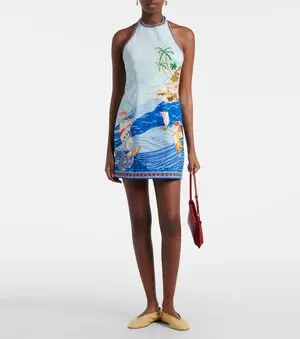ALEMAIS Island Printed Cotton Minidress - Blue