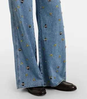 Veronica Beard Kasey Embellished Flared Jeans