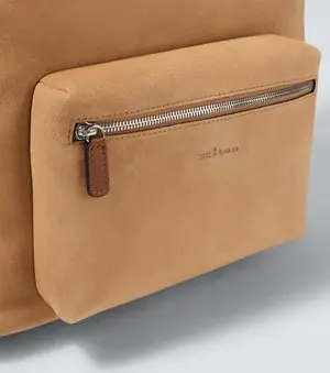 Kiton Leather-trimmed Suede Backpack - Beige