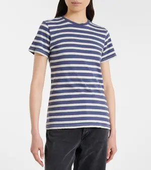 NILI LOTAN Lana Striped Cotton Jersey T-shirt - Blue