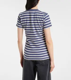NILI LOTAN Lana Striped Cotton Jersey T-shirt - Blue