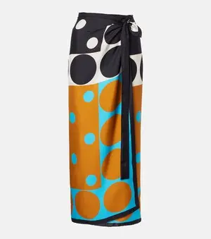 Dries Van Noten Printed Silk Wrap Skirt - Multicoloured