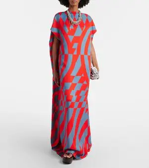 Dries Van Noten Printed Satin Maxi Dress