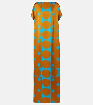 Dries Van Noten Printed Satin Maxi Dress