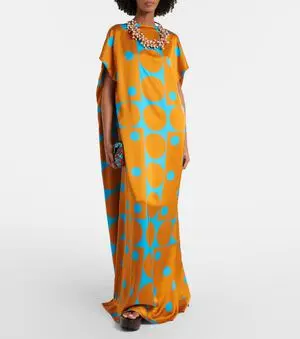 Dries Van Noten Printed Satin Maxi Dress