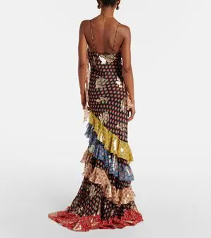 Etro Floral Tiered Silk-blend Maxi Dress