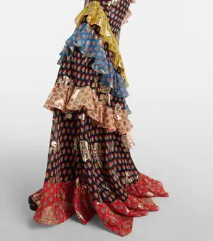 Etro Floral Tiered Silk-blend Maxi Dress