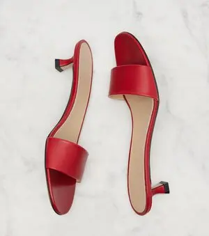 THE ROW Combo Leather Slides - Red