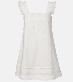Poupette St Barth Livy Ruffled Cotton Minidress - White
