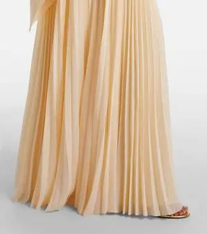 Solace London Maci Pleated One-shoulder Gown