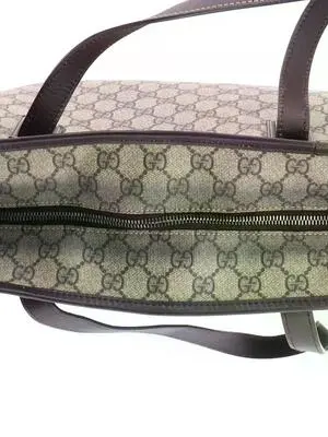 Gucci Gg Coated Canvas Leather Medium Tote Bag - Brown