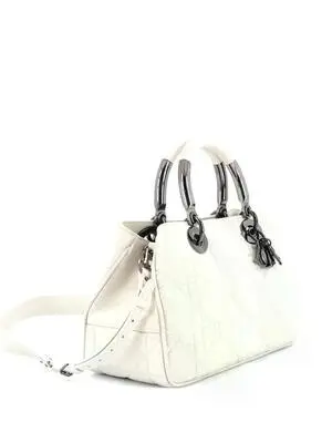 Dior Lady 95.22 Embossed Leather Tote Bag - White