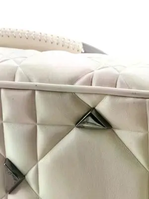 Dior Lady 95.22 Embossed Leather Tote Bag - White