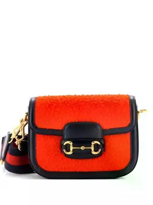 Gucci Horsebit 1955 Wool Mini Shoulder Bag - Red
