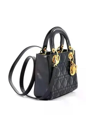 Dior Lady Cannage Quilt Patent Mini Satchel - Black