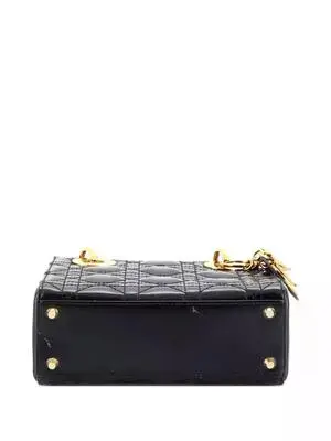 Dior Lady Cannage Quilt Patent Mini Satchel - Black