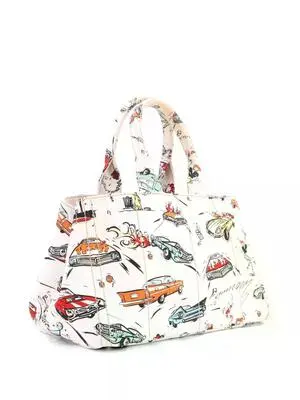 Prada Canapa Convertible Printed Canvas Medium Tote Bag