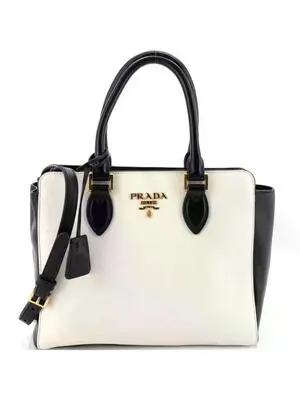 PRADA Convertible Open Saffiano Leather Small Tote