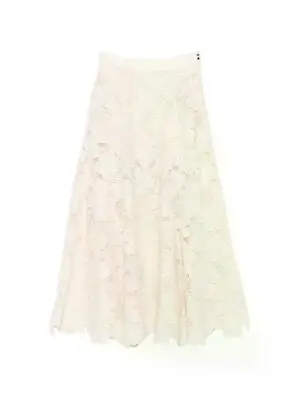 Sandro Floral Embroidered A-line Midi Skirt