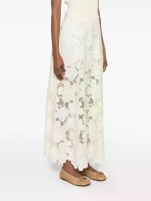 Sandro Floral Embroidered A-line Midi Skirt