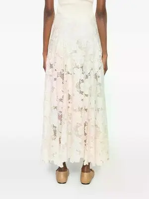 Sandro Floral Embroidered A-line Midi Skirt