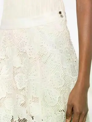 Sandro Floral Embroidered A-line Midi Skirt