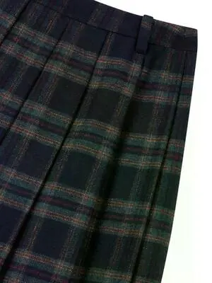 STUDIO TOMBOY Checked Pleated Wrap Skirt