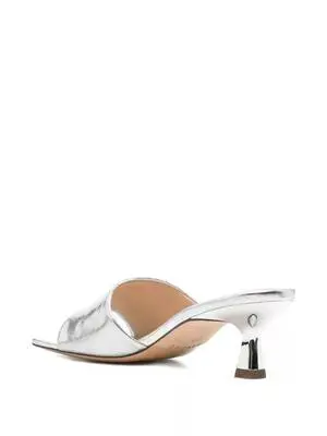 Sandro Heeled Metallic Leather Mules