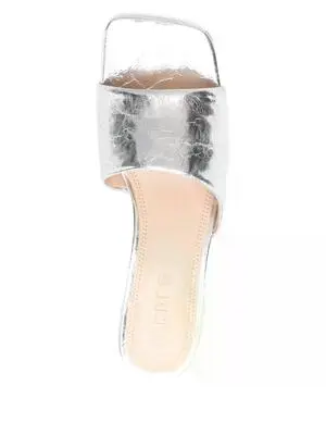 Sandro Heeled Metallic Leather Mules