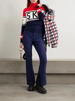 Perfect Moment Schild Intarsia Merino Wool Turtleneck Sweater - Red