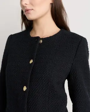 Quince Tweed Collarless Jacket - True Black