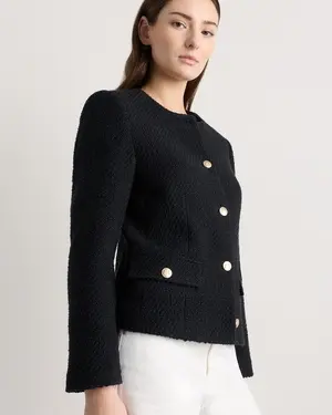 Quince Tweed Collarless Jacket - True Black