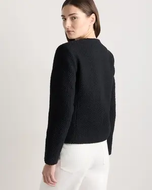 Quince Tweed Collarless Jacket - True Black