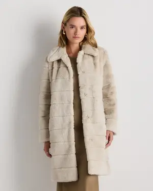 Quince Faux Fur Long Coat - Latte