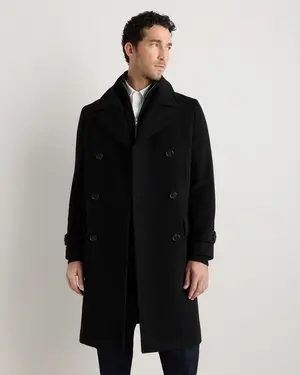 Quince Wool Cashmere Double-breasted Officer Topcoat - Black
