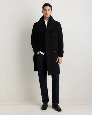 Quince Wool Cashmere Double-breasted Officer Topcoat - Black