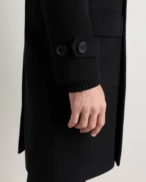 Quince Wool Cashmere Double-breasted Officer Topcoat - Black