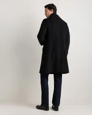 Quince Wool Cashmere Double-breasted Officer Topcoat - Black