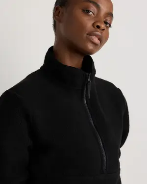 Quince Sherpa Half-zip Jacket - Black