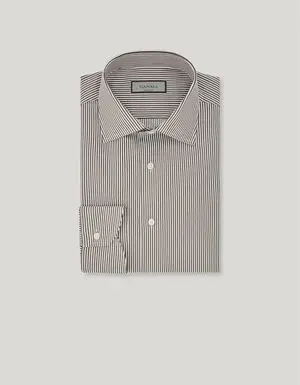 Canali Impeccabile White And Striped Cotton Regular-fit Shirt - Brown