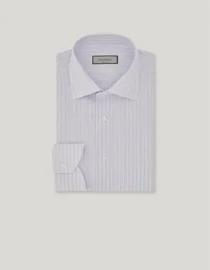 Canali And White Striped Cotton And Linen Regular-fit Shirt - Light Blue