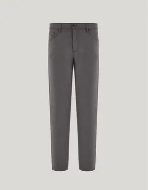 Canali Washable Impeccabile Wool Five Pocket Pants - Grey