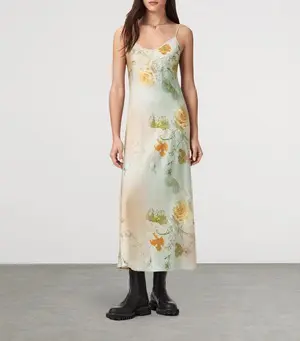 ALLSAINTS Bryony Floral Midi Slip Dress - Pink