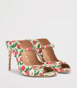 MALONE SOULIERS Canvas Floral Print Noah Heeled Sandals - Red